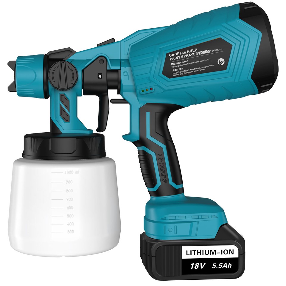 High Pressure Cordless Paint Sprayer Electric Airless HVLP Spray Gun +2 ...