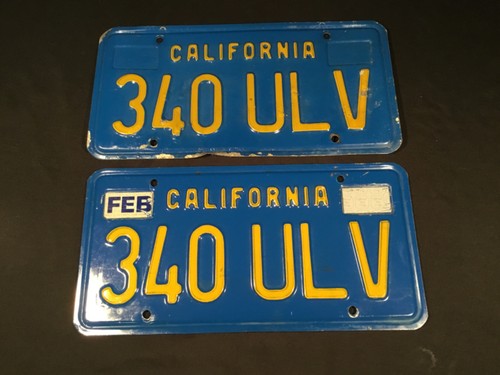 Vintage 1970’s Blue & Yellow California Car License Plates Matching Set ...
