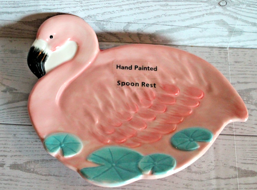 Pink Flamingo Tropical Spoon Rest for Kitchen (Ceramic) Beach Island ...