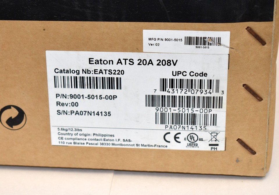 BRAND NEW Eaton EATS220 Automatic Transfer Switch ATS 20A 208V PDU 9001 ...