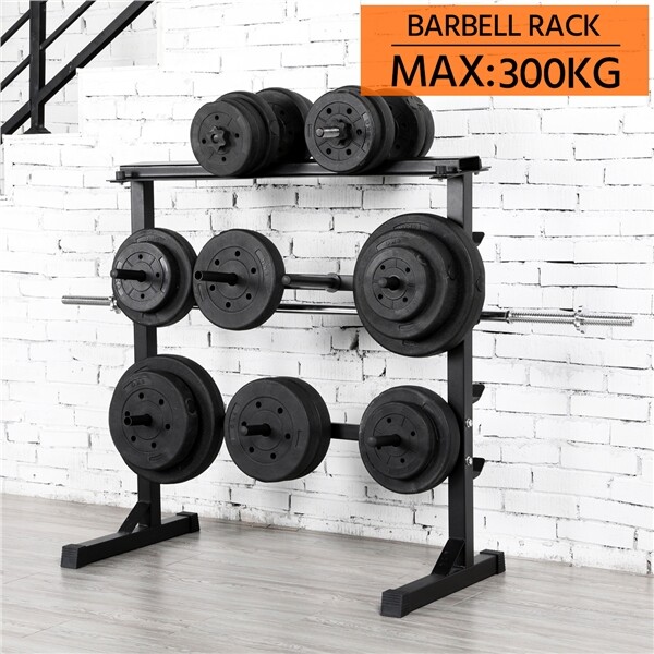 Dumbbell Barbell Rack 3 Tier Weight Plate/Bar Storage Holder for Home ...