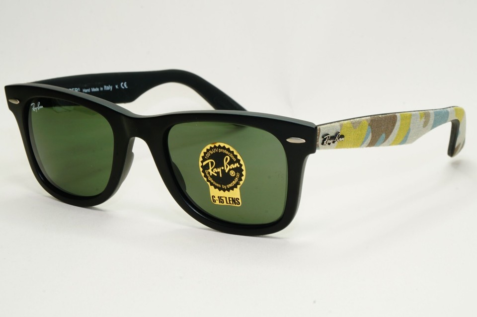 Ray-Ban Sunglasses Wayfarer Black Green Urban Camoflauge RB 2140 6065 50mm | eBay