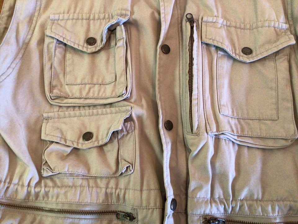 Men’s Aigle Vest Field Tan Fishing Outdoor 5 Pockets Size Medium ...