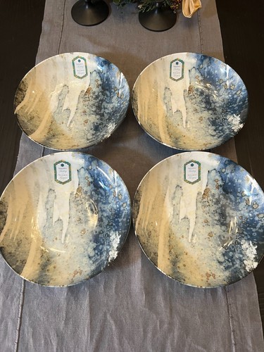 Intesa Home IHM4 9.25" Porcelain Pasta Soup Bowl Copper Blue Abstract ...