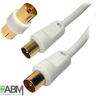 15m Coaxial TV Aerial Cable Extension RF Fly Lead Digital Male - Male ...