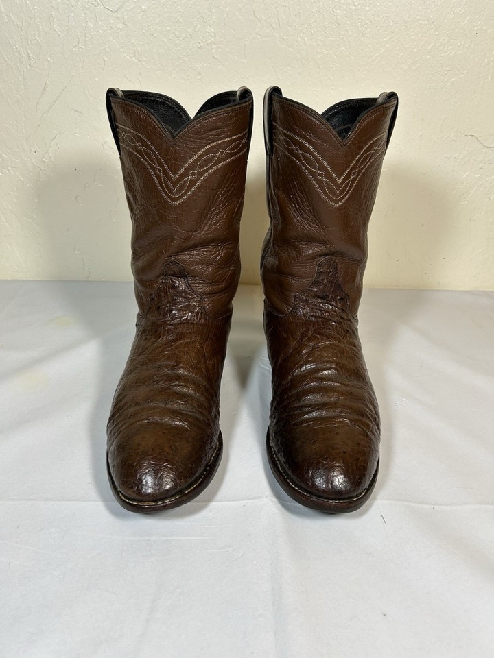 Justin Smooth Ostrich Roper Boots Men Size 10 EE Brown Style 3023 | eBay