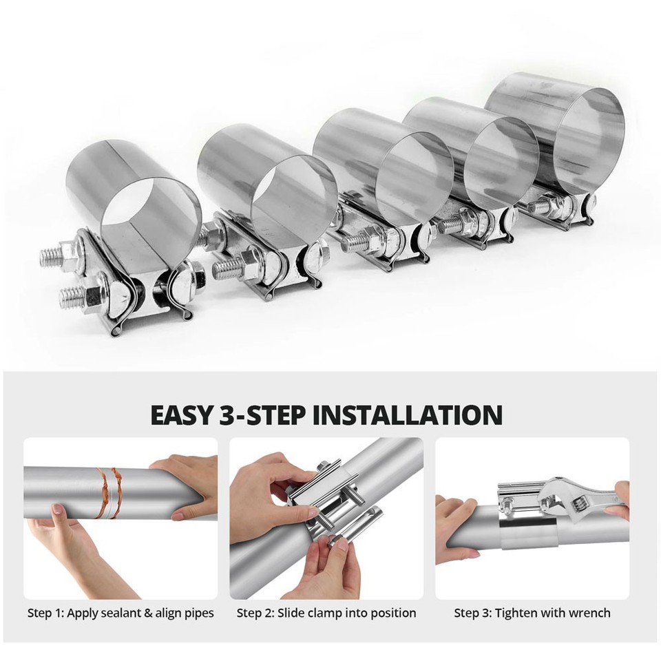 Exhaust Joint Band Clamp 30mm-200mm Stainless Steel Heavy Duty Butt ...