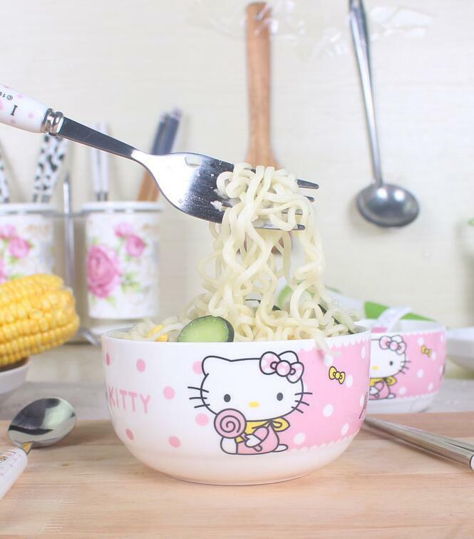 Cute 4" 4pcs Ceramic Rice Soup Bowl Home Tableware Set c/w 4 Spoons | eBay