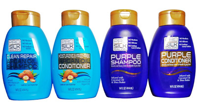 Lot of 4 Pro Silk Salon Shampoo & Conditioner Argan Coconut Oil Purple ...