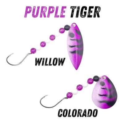 Purple Tiger Worm Harnesses Spinner Lure for Fishing and Targets ...