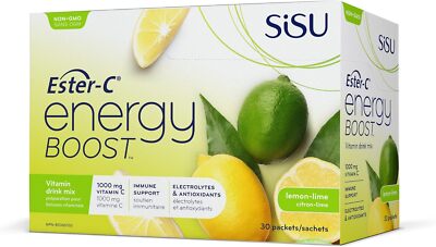 Sisu Ester-C Energy Boost Vitamin C Drink Mix Lemon Lime Flavor 30 ...