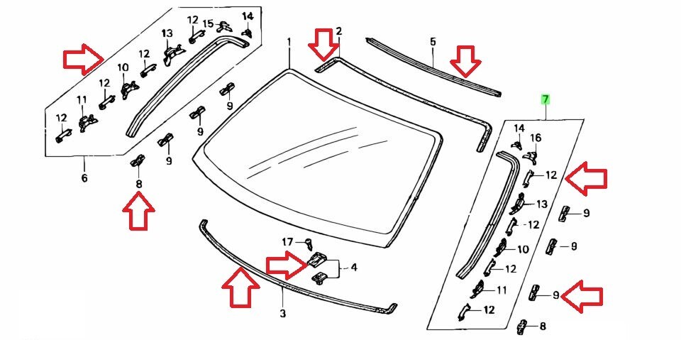 Genuine Honda Acura 93-01 Integra DC1 DC2 Front Glass Windshield ...