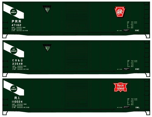 HO - ACCURAIL 8121 GENERAL AMERICAN PRR, CB&Q & RI 50' Steel Boxcar 3 ...