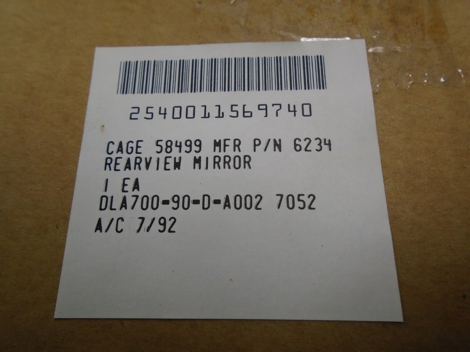 Military CUCV M1008 M1009 M1030 M1010 Rear View Mirror | 2540011569740