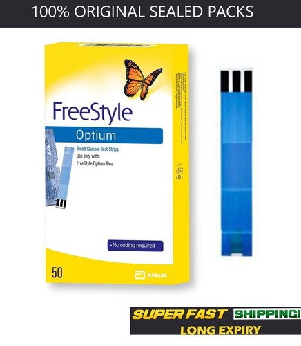 Abbott FreeStyle Optium 50 Blood Glucose Test Strips 1 Pack - Brand New ...