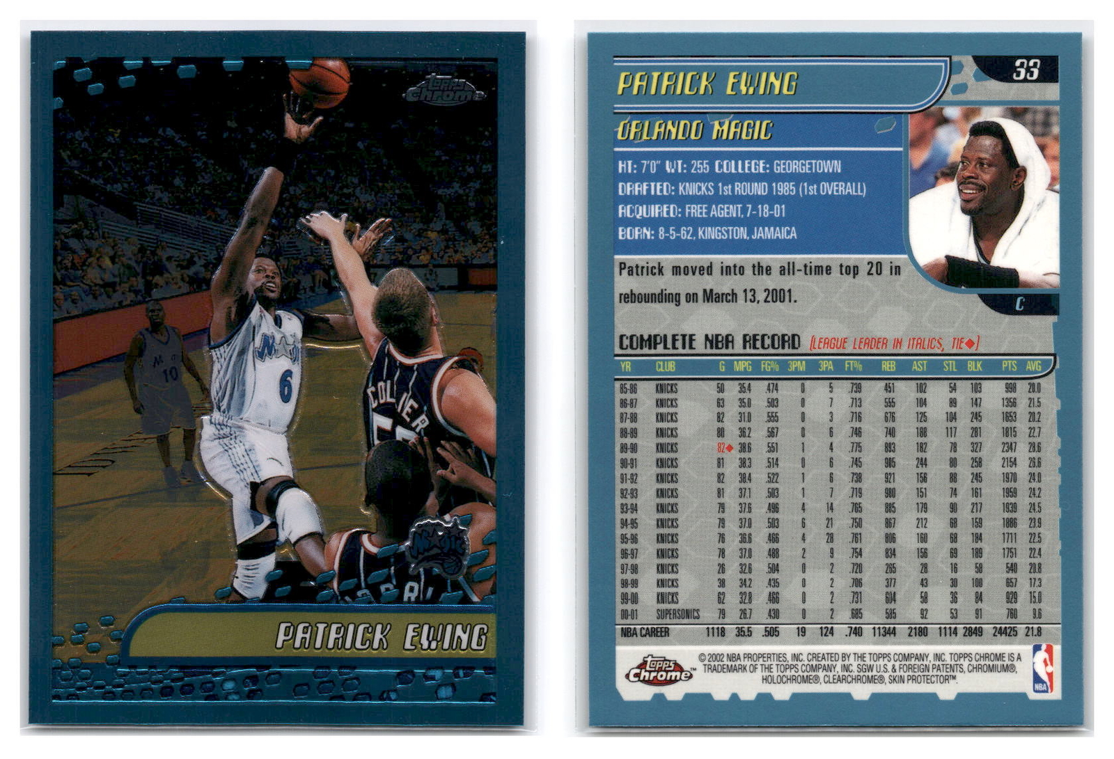 2001-02 Topps Chrome #33 Patrick Ewing - Orlando Magic | eBay