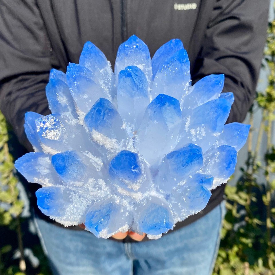 3.13LB New find blue Phantom Quartz Crystal Cluster mineral samples ...