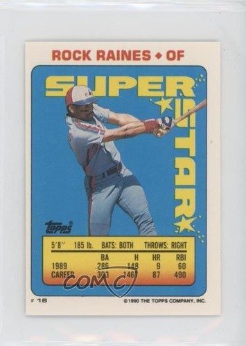 1990 Topps Super Star Sticker Back Cards Peeled Tim Raines Rock Raines ...