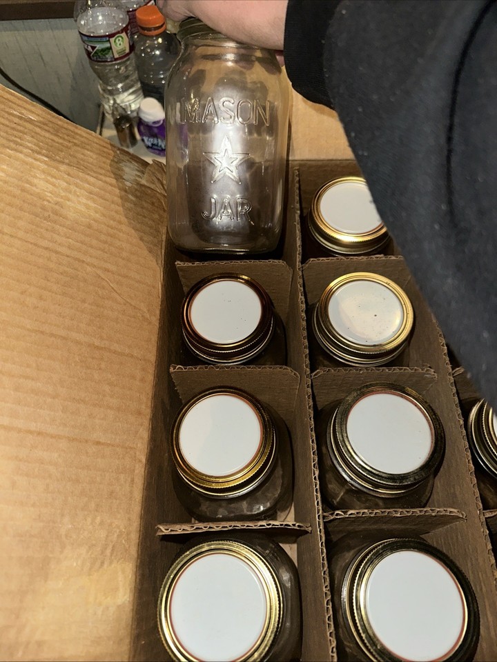 New Old Case Of Mason Star Jars With Lids Quart Size 12pk | eBay