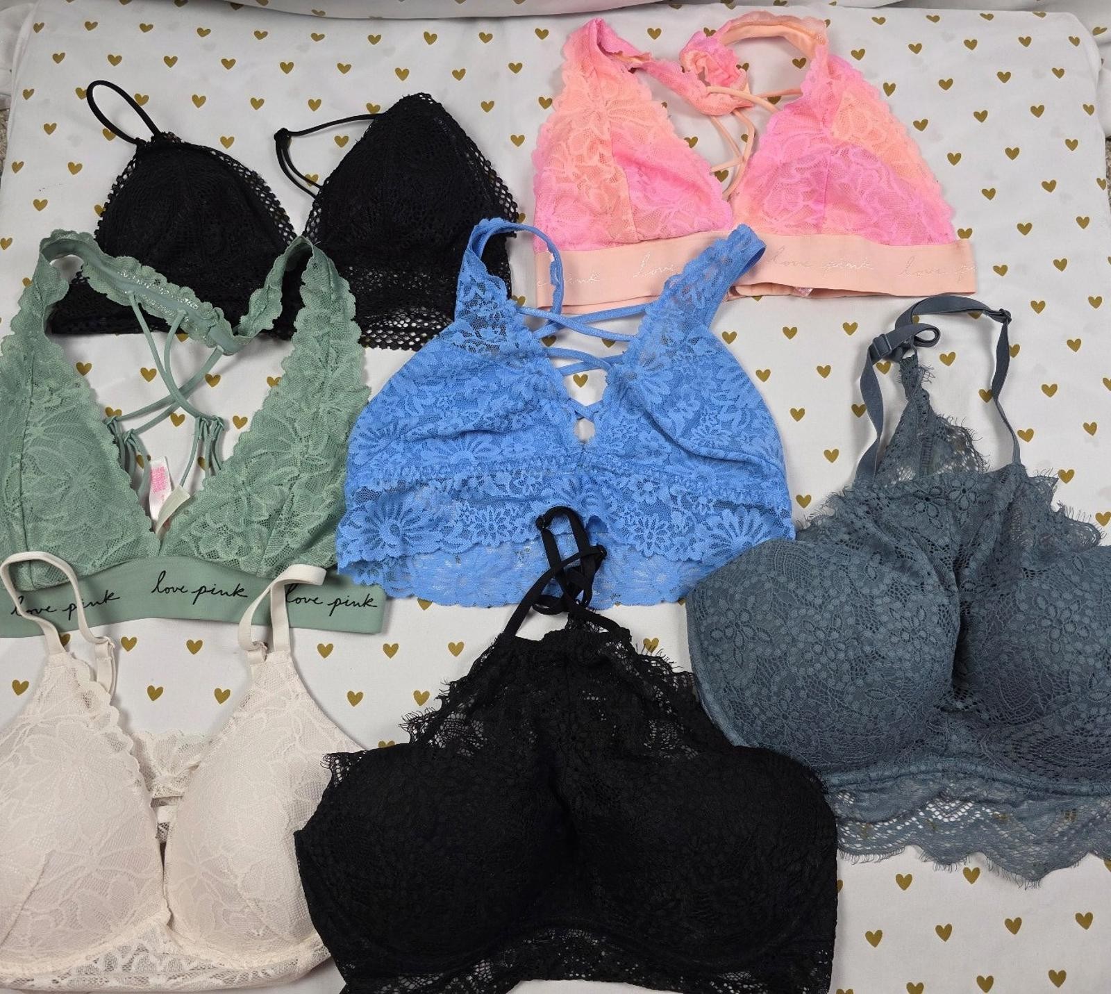 Victorias secret pink lot of 7 small lace bralettes bra tops tanks | eBay