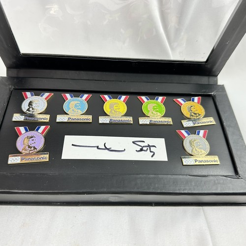 1972 Panasonic Olympics Mark Spitz Signed 7 Pin Medal Display Box Set ...