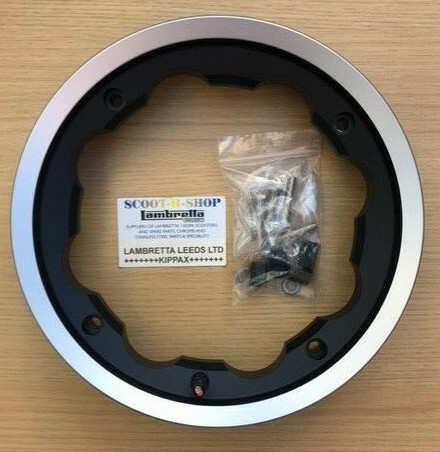 LAMBRETTA SIP TUBELESS WHEEL RIM. MATT BLACK WITH POLISHED RIM. 2.10 Ø ...