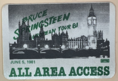 BRUCE SPRINGSTEEN 1981 Backstage Pass Wembley Arena London 6/5/81 | eBay