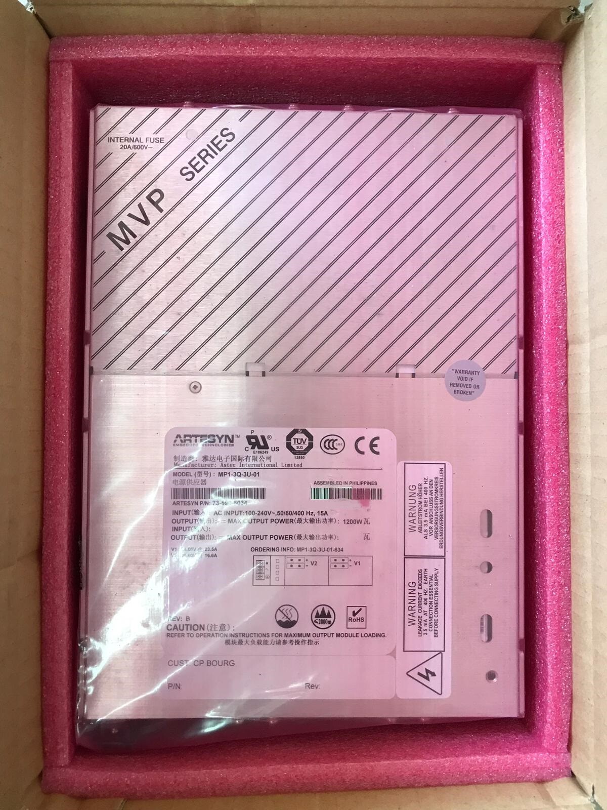 ASTEC ARTESYN POWER SUPPLY 1200W MP1-3Q-3U-01 73-690-6034 MVP SERIES | eBay