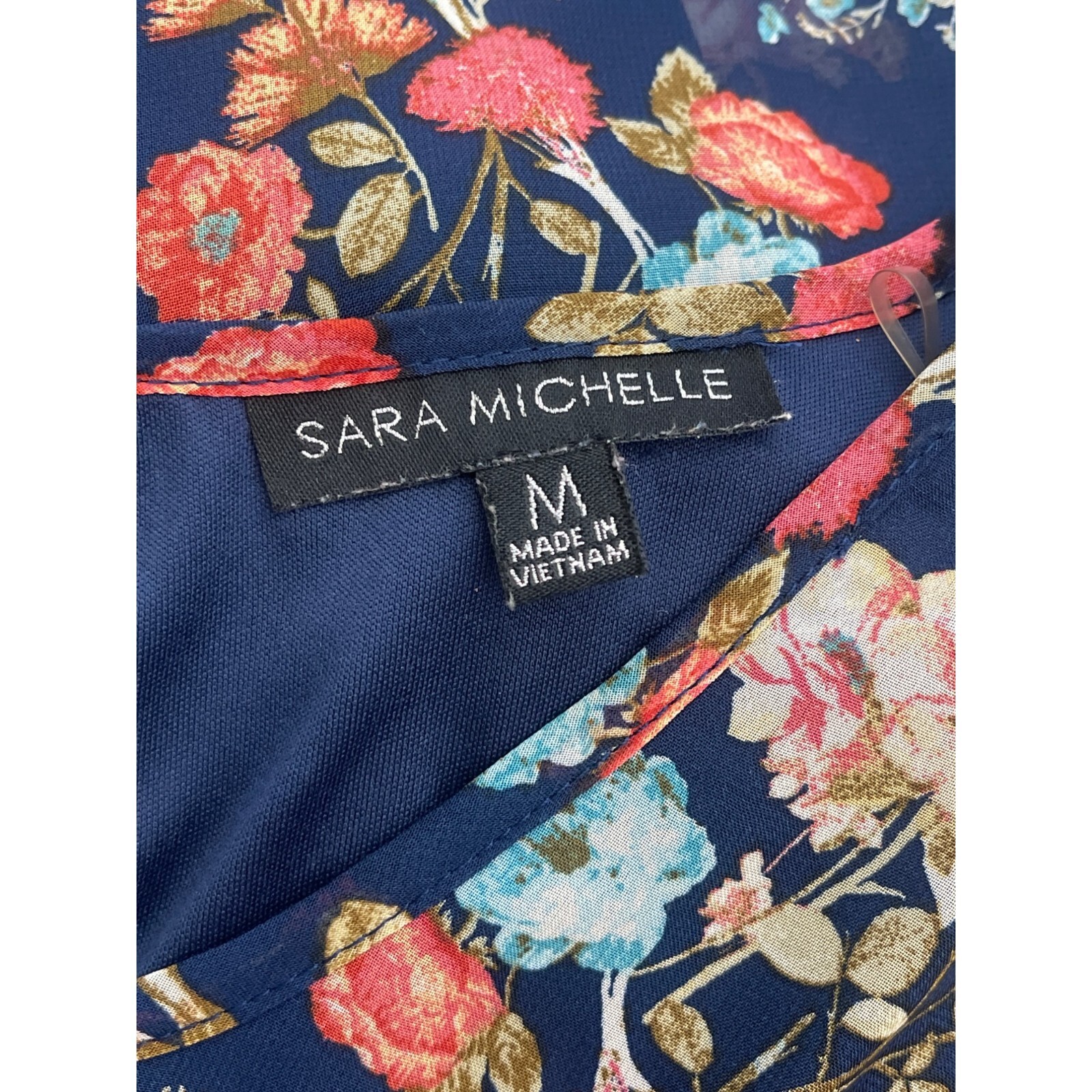 Sara & Michelle Navy Floral Cold Shoulder Blouse Size… - Gem