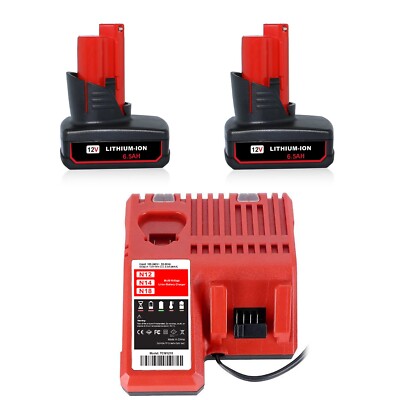 6.5AH for Milwaukee 12V M12 3Ah Lithium-ion Battery and Charger Combo ...