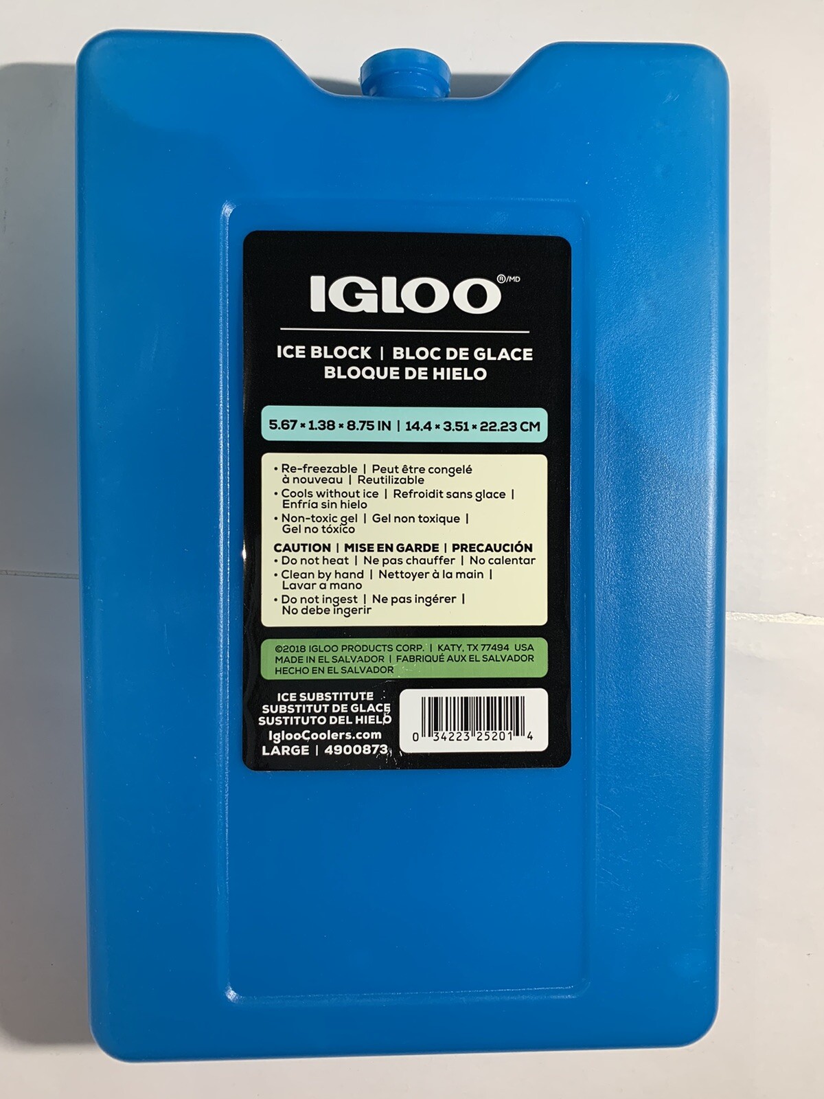 Igloo Ice Block Large Re-freezable Non-toxic 4900873 Blue 5.67" x 1.38" x 8.75" | eBay