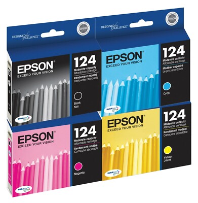 4 Pack Genuine Epson 124 Ink for Stylus NX125 NX130 NX330 NX420 ...