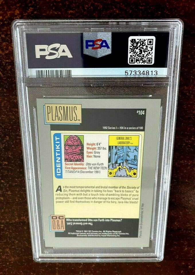 1992 DC Cosmic Marvel Card PLASMUS #104 Earth's Mightiest Villains PSA ...
