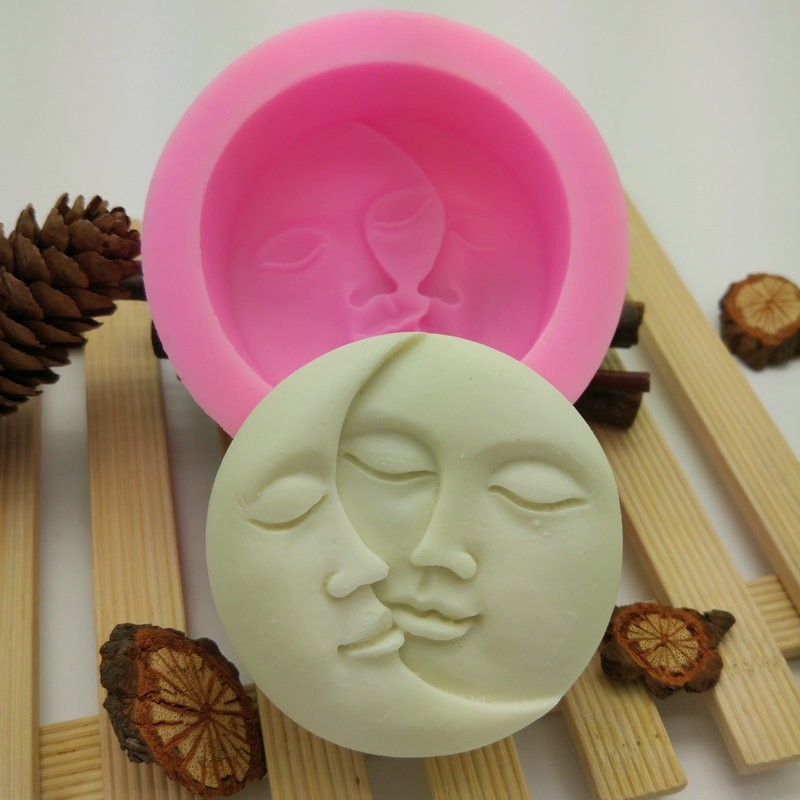Handmade Sun&Moon Faces Silicone Soap Molds Craft Molds Soap Mould Pink ...