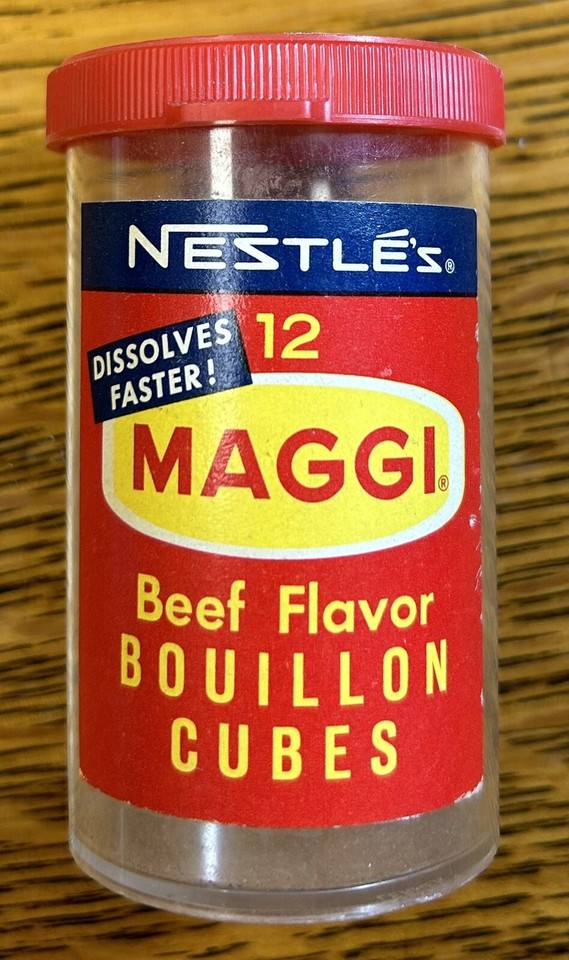 Nestle’s Maggi Beef Flavor Bouillon Cubes Container, Vintage Plastic ...