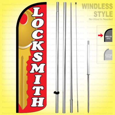 LOCKSMITH - Windless Swooper Flag Kit 15' Feather Banner Sign rq-h | eBay