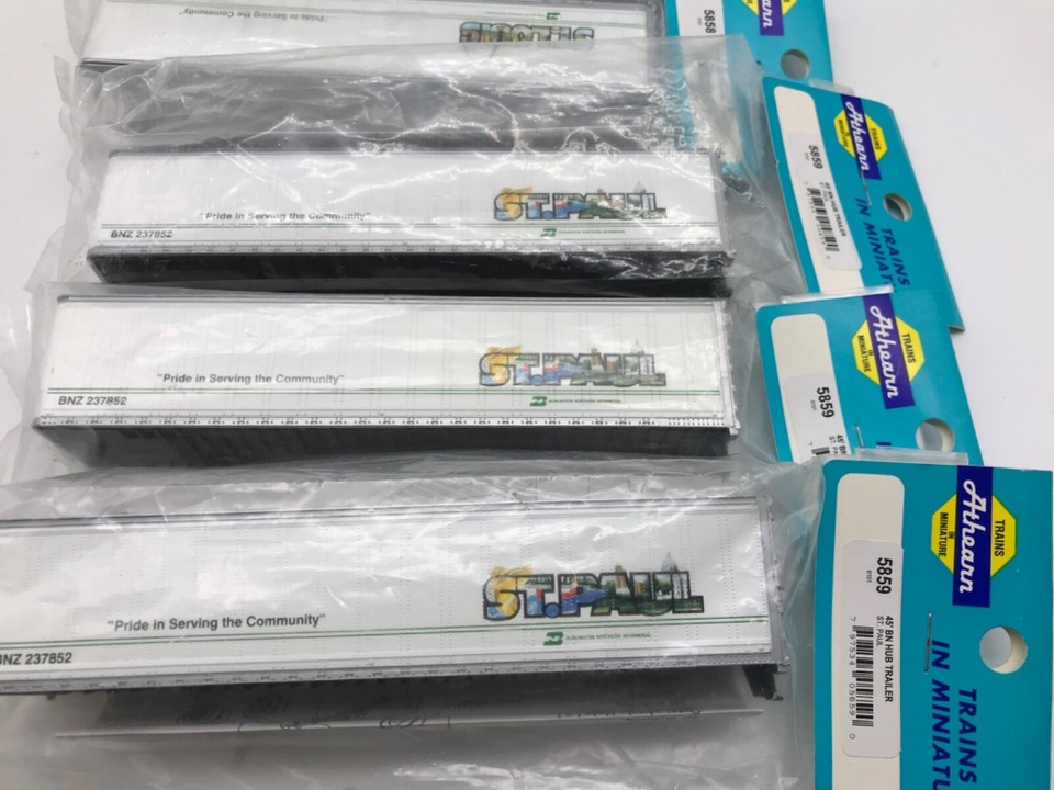 Athearn Ho Scale BN 45' Hub Trailers 5 Cities Lot of 8 | eBay