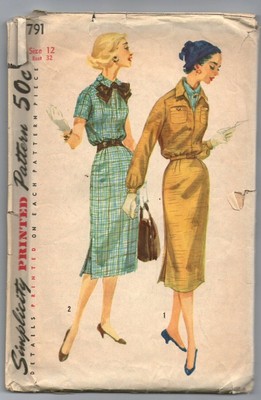 Vintage 50's Simplicity 1791 Town or Country Sheath Dress Sewing ...