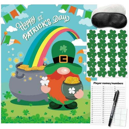 St Patricks Day Games Pin The Shamrocks on The Gnome 20 PCS St. Patrick ...