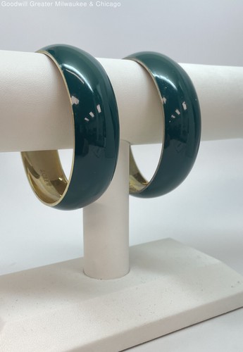 Two J.Crew Gold Tone Green Enamel Bangle Bracelets 90.9g | eBay UK