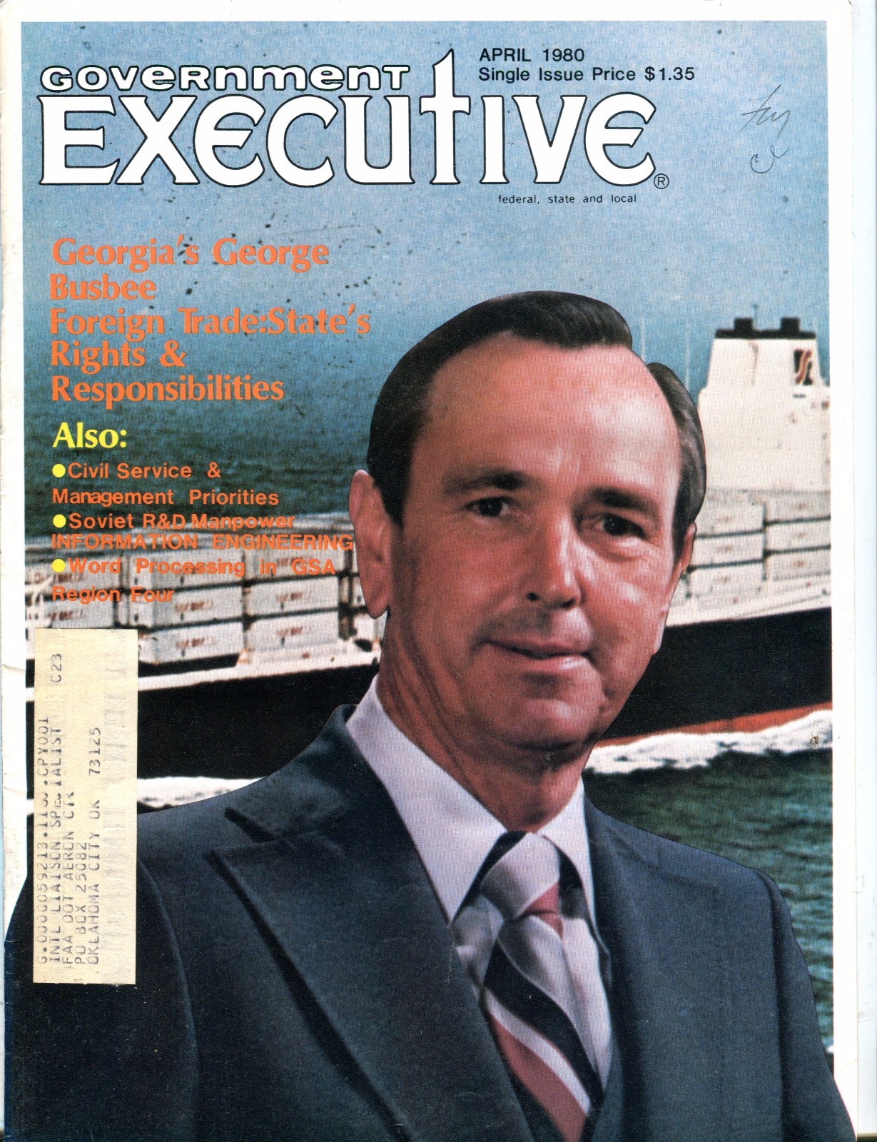 Government Executive Magazine April 1980 George Busbee FAA EX w/ML ...