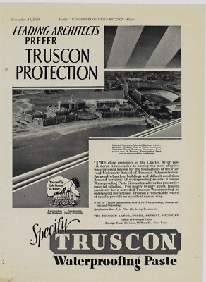 1929 Truscon Ad: Harvard University School of Business & Stadium Aerial ...