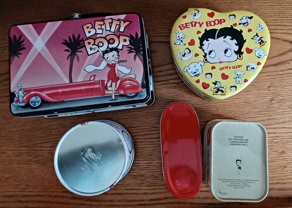 Lot Of 5 Vintage Betty Boop 2 Metal Tin Lunch Boxes & 3 Watch Boxes | eBay