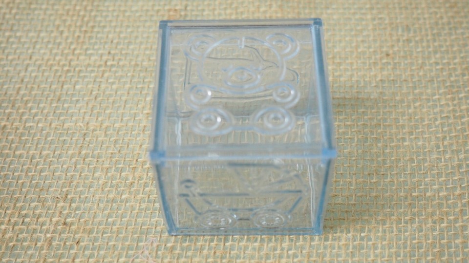 Clear Plastic Baby Shower Nursery Party Favor Candy Gift Box Bib Feet ...