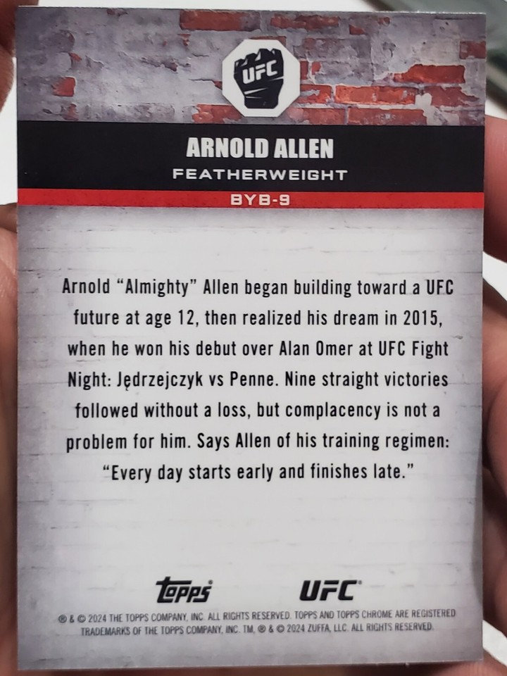 2024 Topps Chrome UFC Arnold Allen BRICK BY BRICK Insert No. BYB-9 | eBay