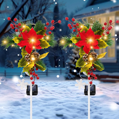 2 Pack Solar Christmas Decorations Outdoor, 32 Inch Solar Christmas ...