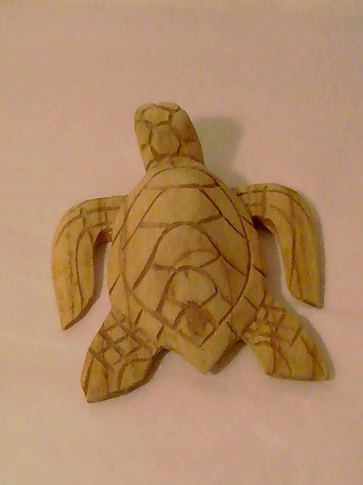 Wooden Art Sea Turtle Hand Carved figure Natural Color 6" Long ...