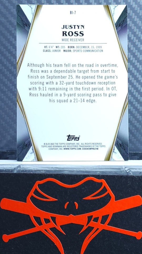 Justyn Ross 2022 Bowman Inception #BI-7 - Clemson | eBay