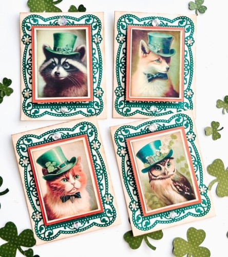 Set of 4 Handmade St Patrick’s Day Fancy Irish Critters #3 Greeting ...