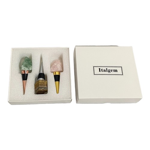 Cut Stone Quartz bottle stoppers 3 pcs Set Italgem Gift Idea Boxed | eBay